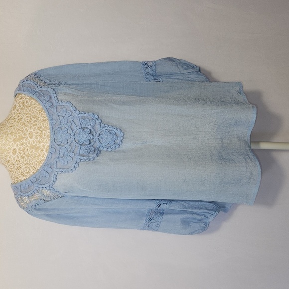 indigo Rose | Tops | Indigo Rose Powder Blue Long Balloon Sleeve ...